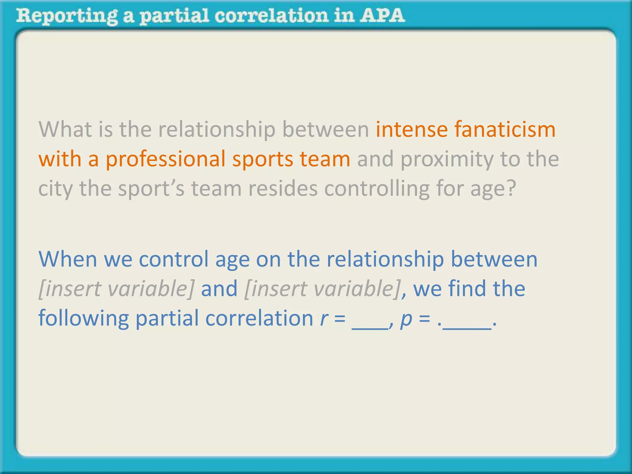 Reporting a partial correlation in apa | PPTX
