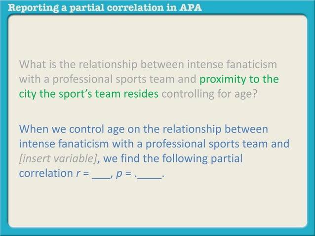 Reporting a partial correlation in apa | PPTX
