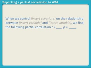 Reporting a partial correlation in apa | PPTX