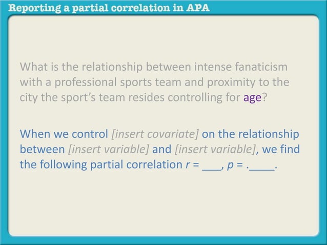 Reporting a partial correlation in apa | PPTX