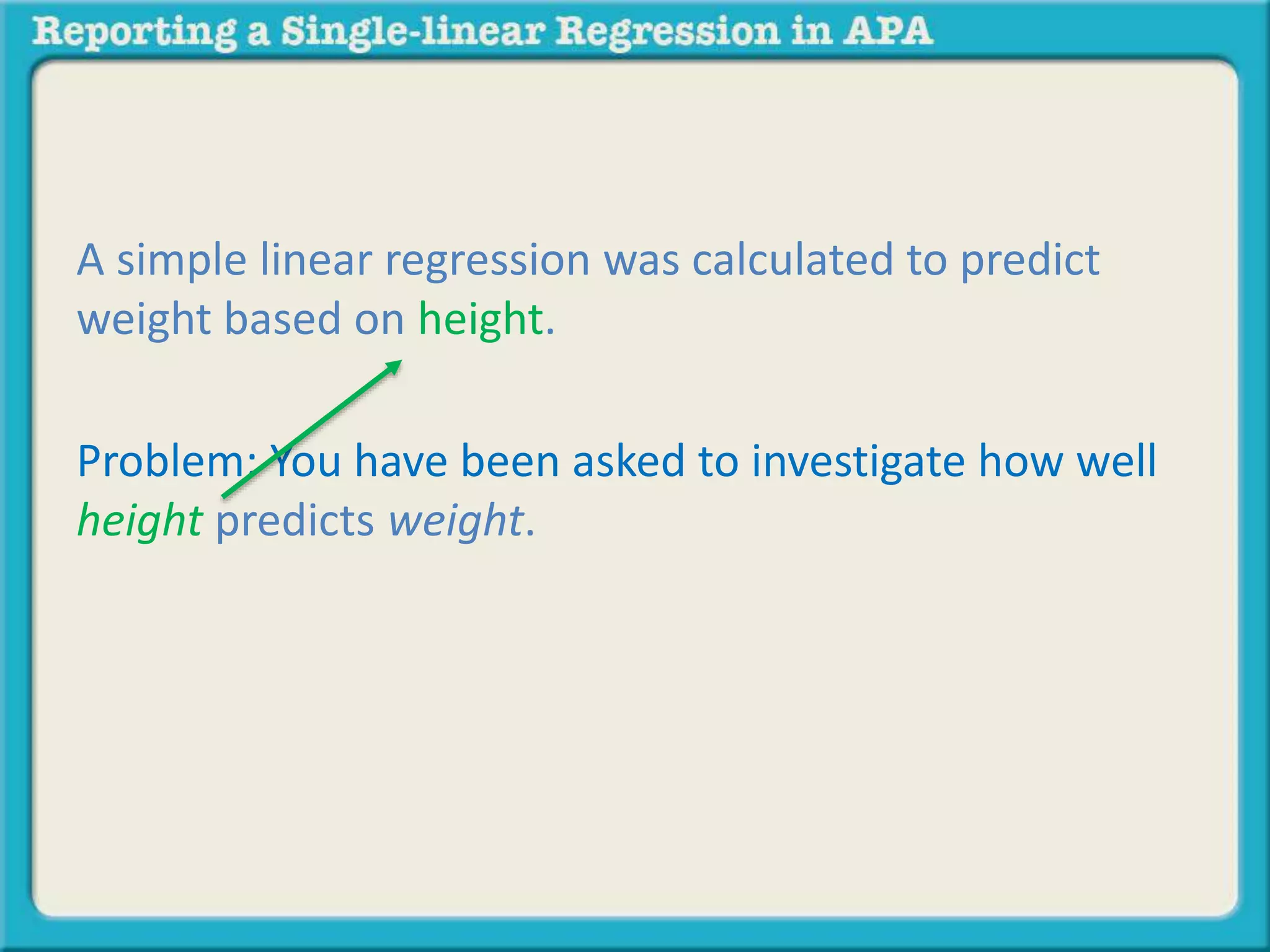 Reporting a single linear regression in apa | PPTX