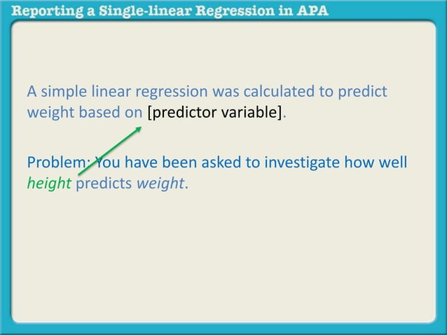 Reporting a single linear regression in apa | PPTX | Science