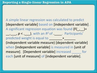 Reporting a single linear regression in apa | PPT
