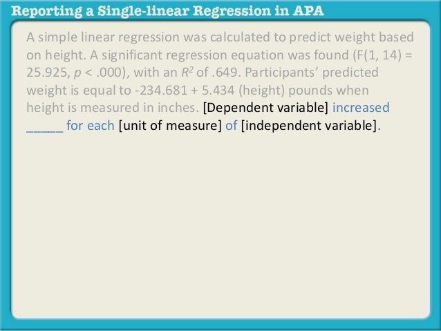 Reporting A Single Linear Regression In Apa Reporting A Single Linear Regression In Apa