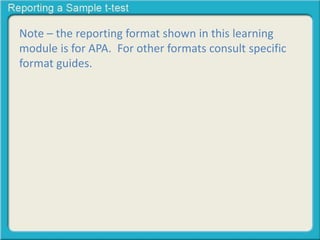 Reporting a single sample t test | PPTX | Standardized Testing ...