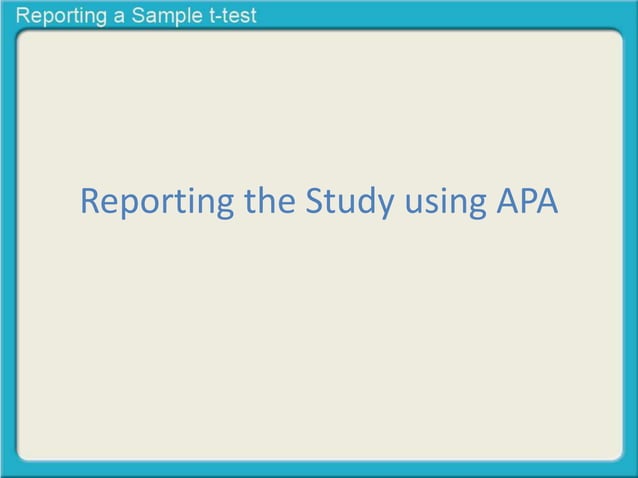 Reporting a single sample t test | PPTX | Standardized Testing ...