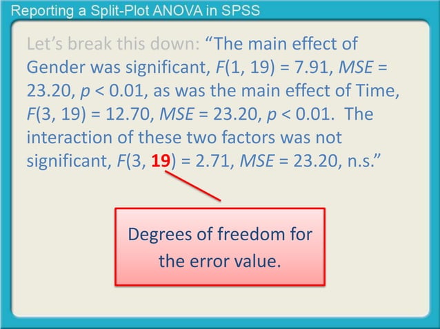 Reporting a split plot ANOVA | PPTX