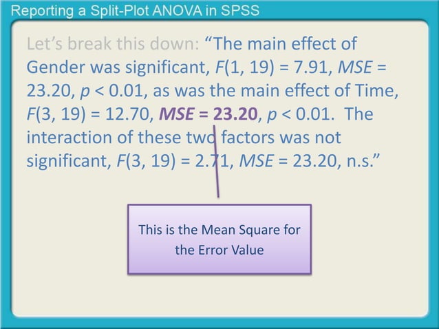 Reportinga split plot anova | PPTX