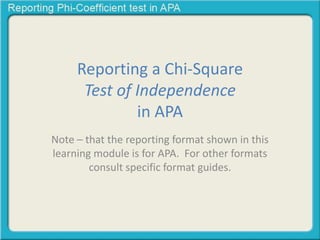 Reporting Chi Square Test of Independence in APA | PPTX