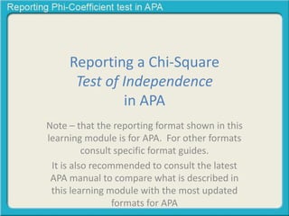Reporting Chi Square Test of Independence in APA | PPTX