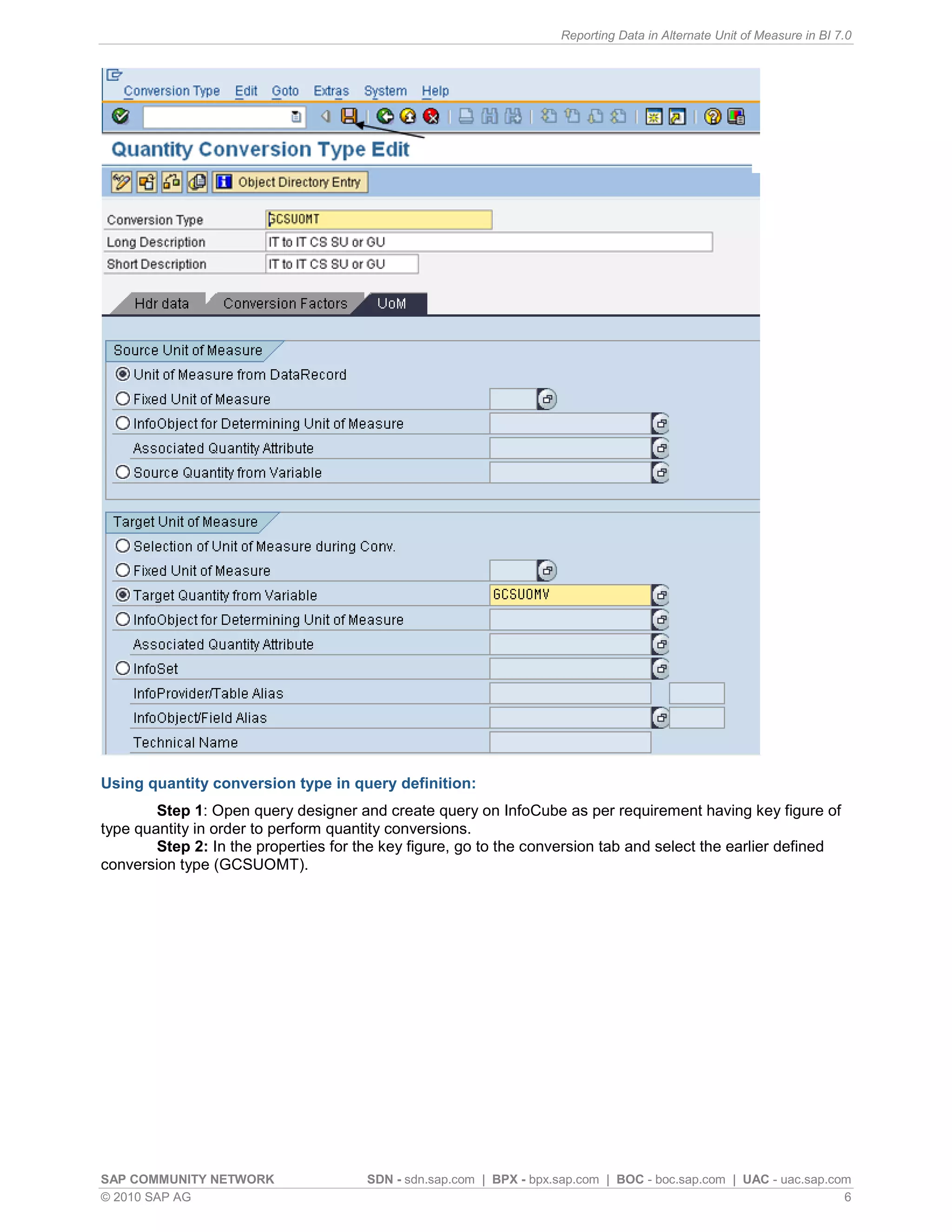 Reporting data in alternate unit of measure in bi 7.0 | PDF ...