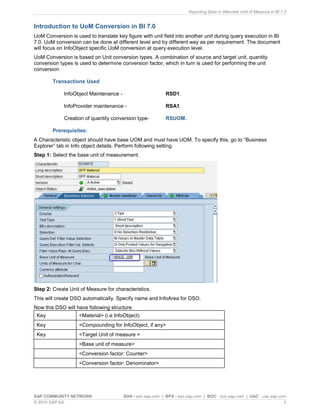 Reporting data in alternate unit of measure in bi 7.0 | PDF ...