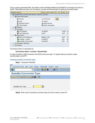 Reporting data in alternate unit of measure in bi 7.0 | PDF ...