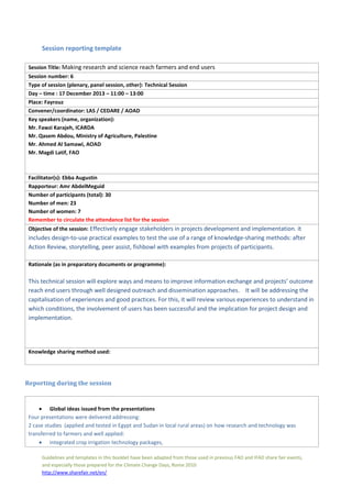 Session 6: Guidelines for rapporteurs and conveners | DOCX