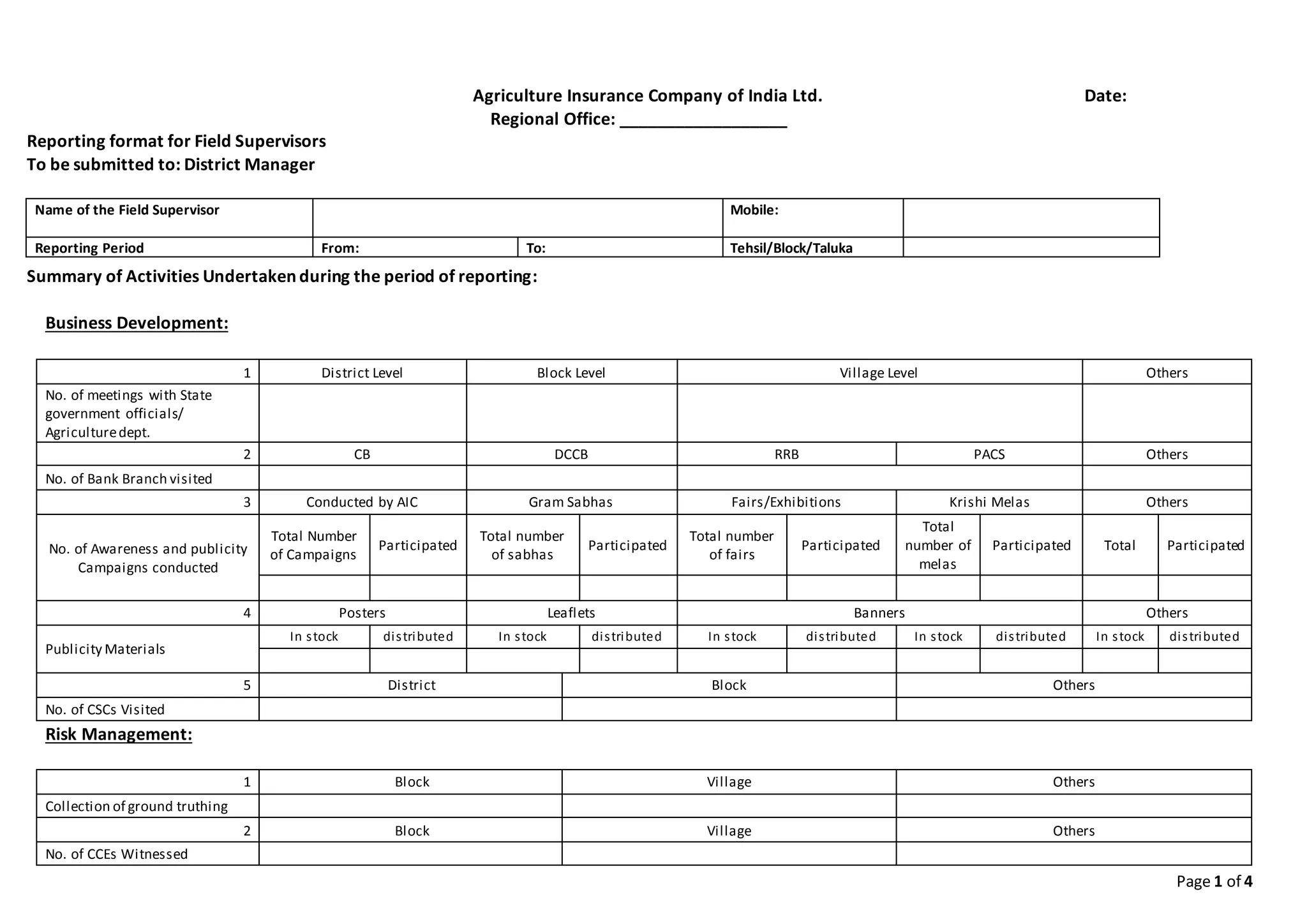 Reporting Format of Field Supervisors.docx