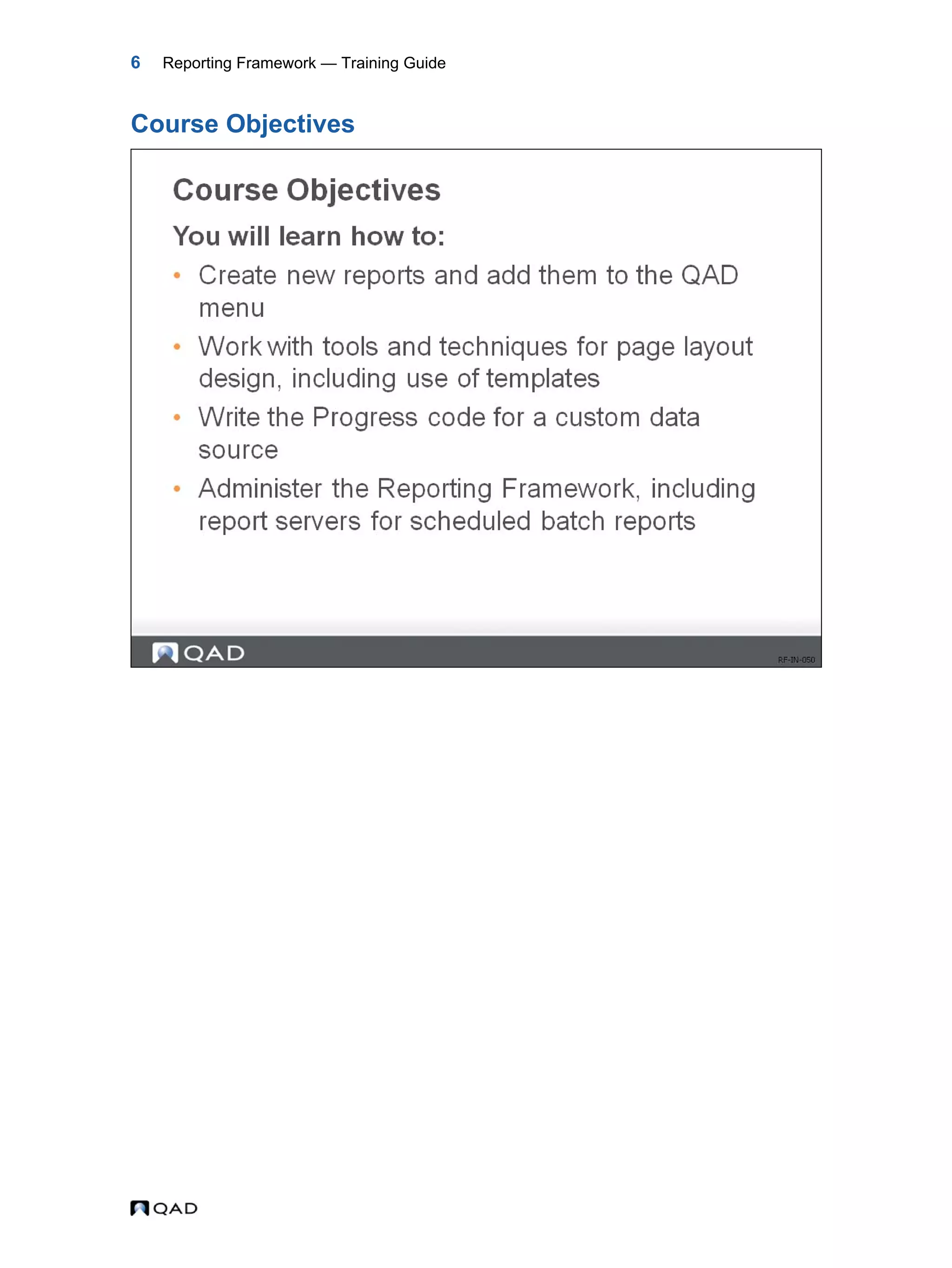MFG/PRO QAD Reporting Framework Document Guide | PDF