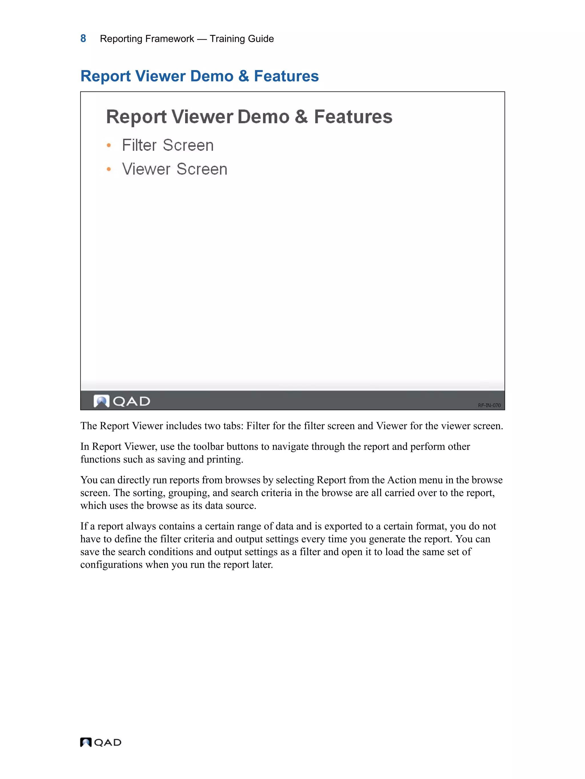MFG/PRO QAD Reporting Framework Document Guide | PDF