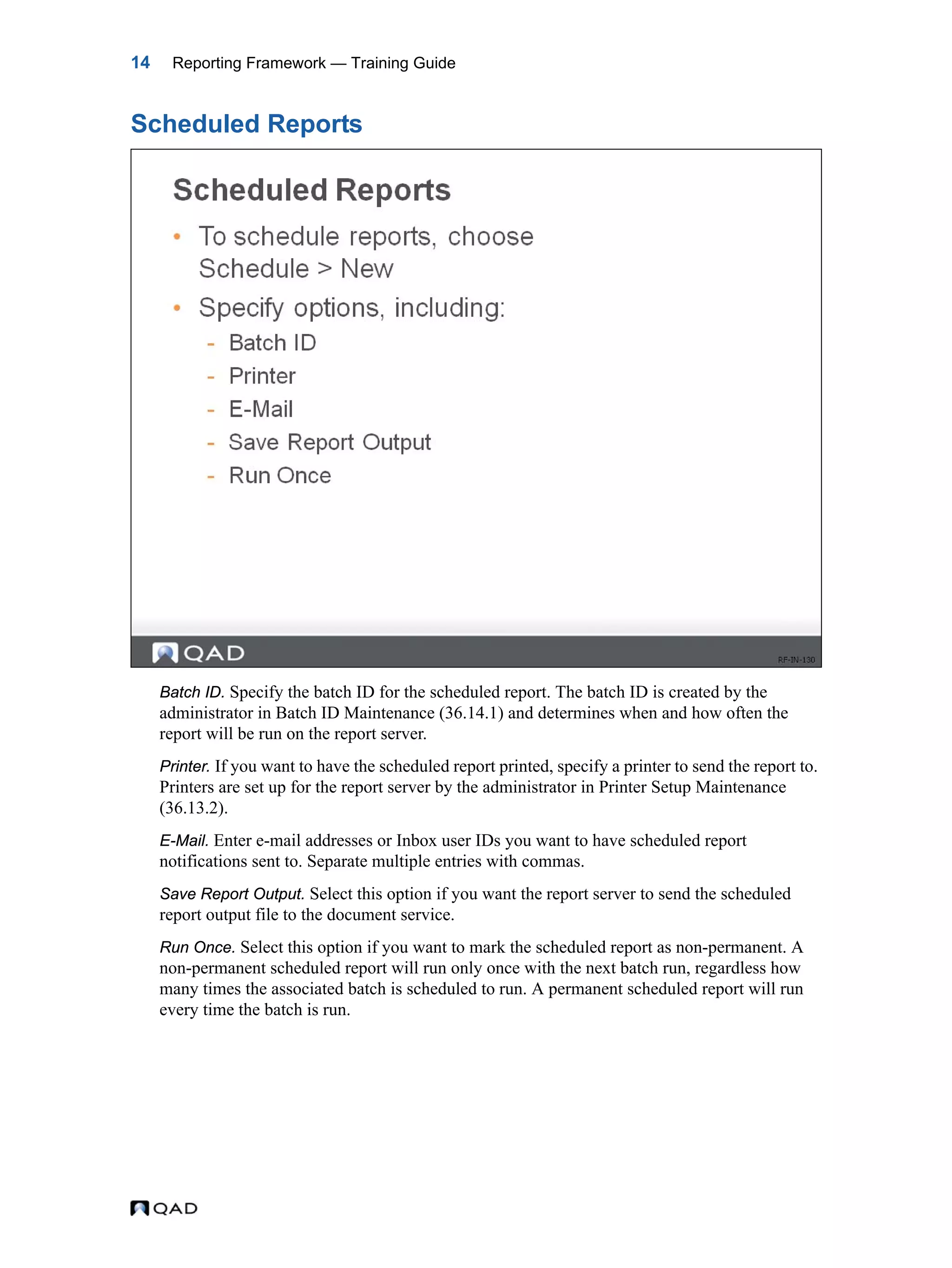 MFG/PRO QAD Reporting Framework Document Guide | PDF
