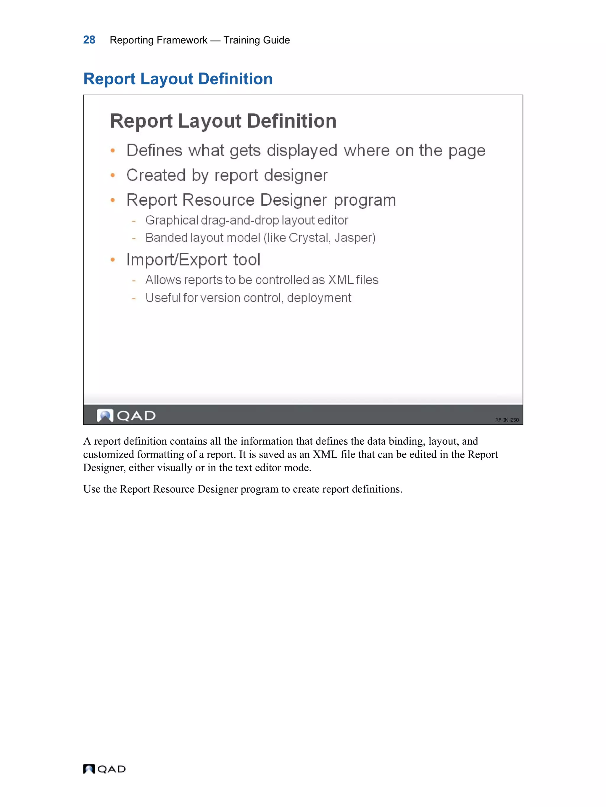 MFG/PRO QAD Reporting Framework Document Guide | PDF