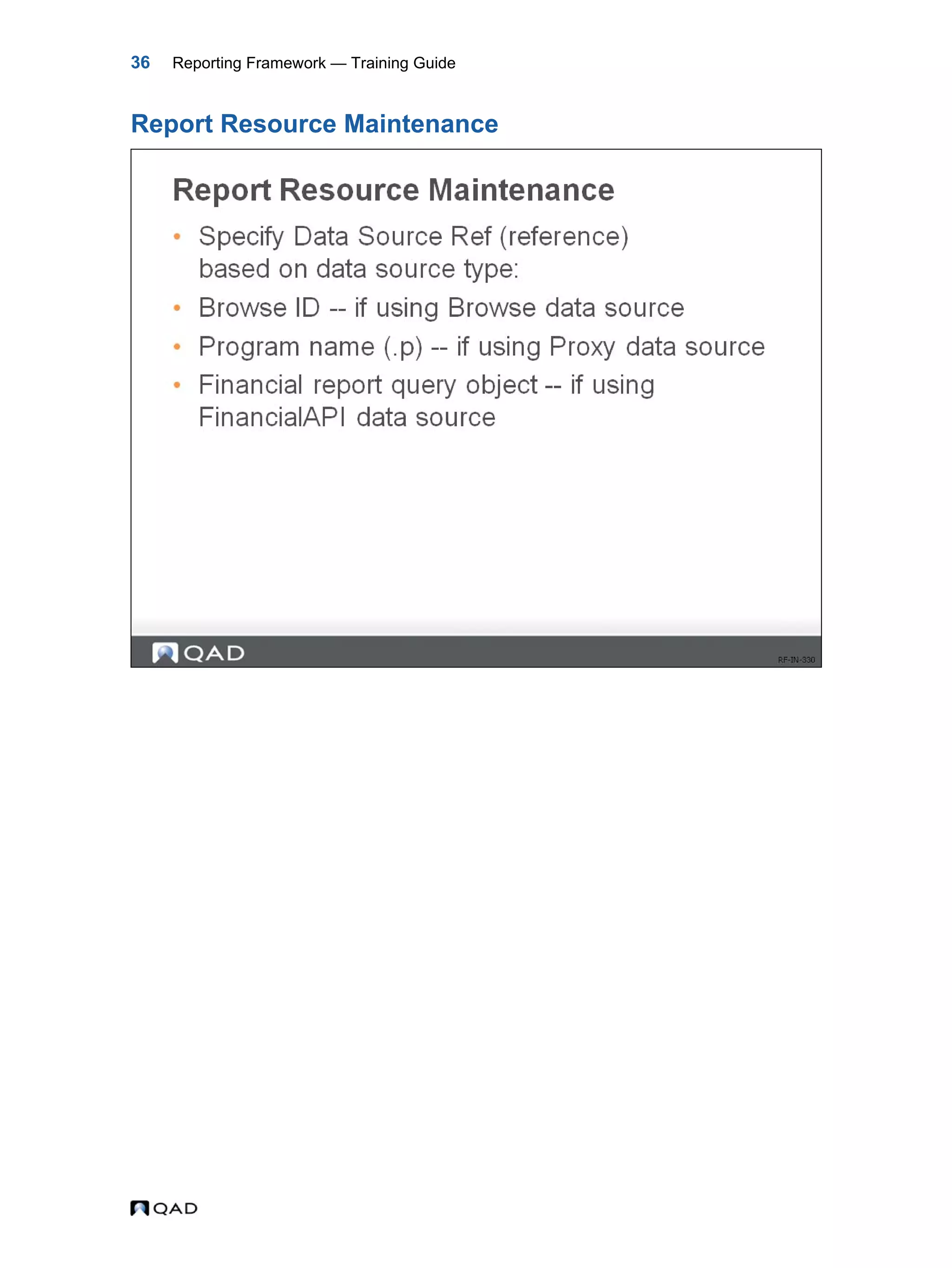 MFG/PRO QAD Reporting Framework Document Guide | PDF