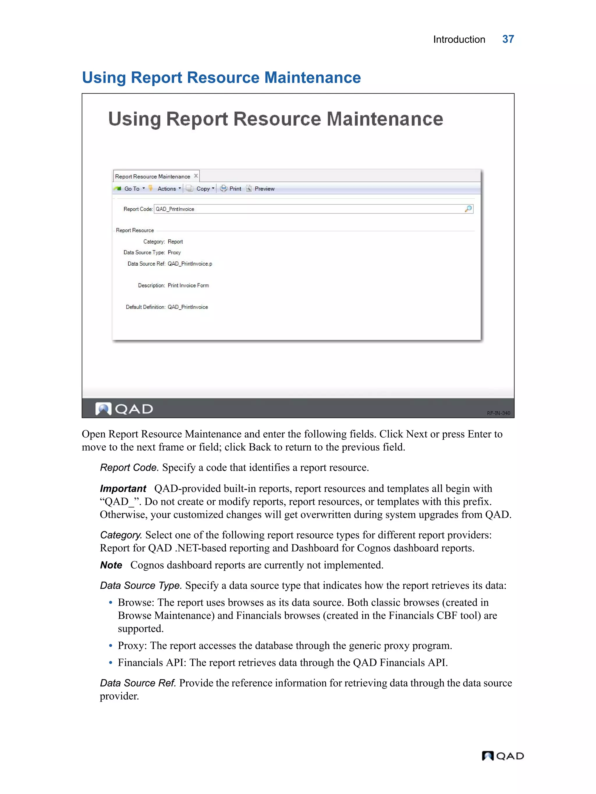 MFG/PRO QAD Reporting Framework Document Guide | PDF