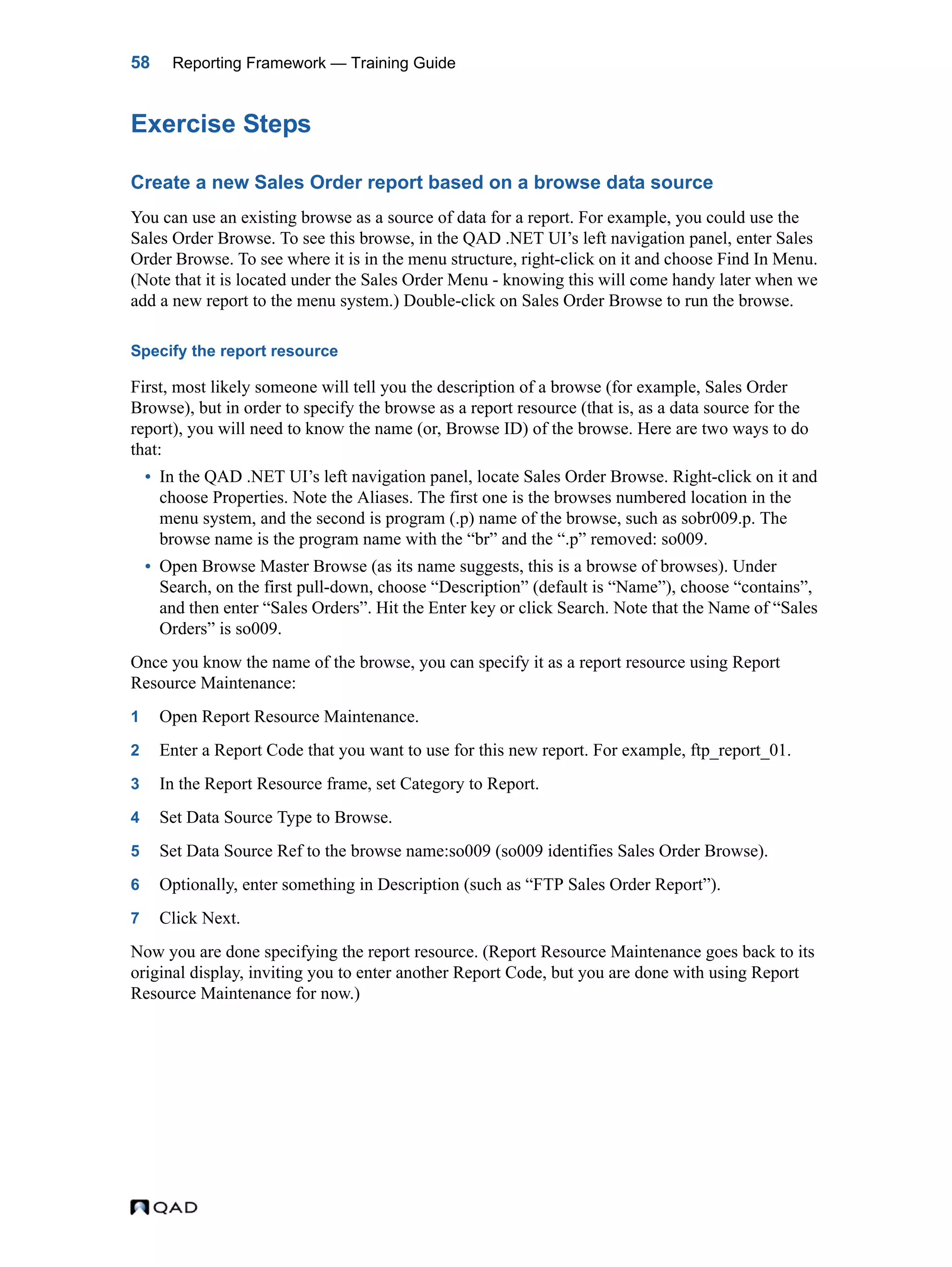 MFG/PRO QAD Reporting Framework Document Guide | PDF