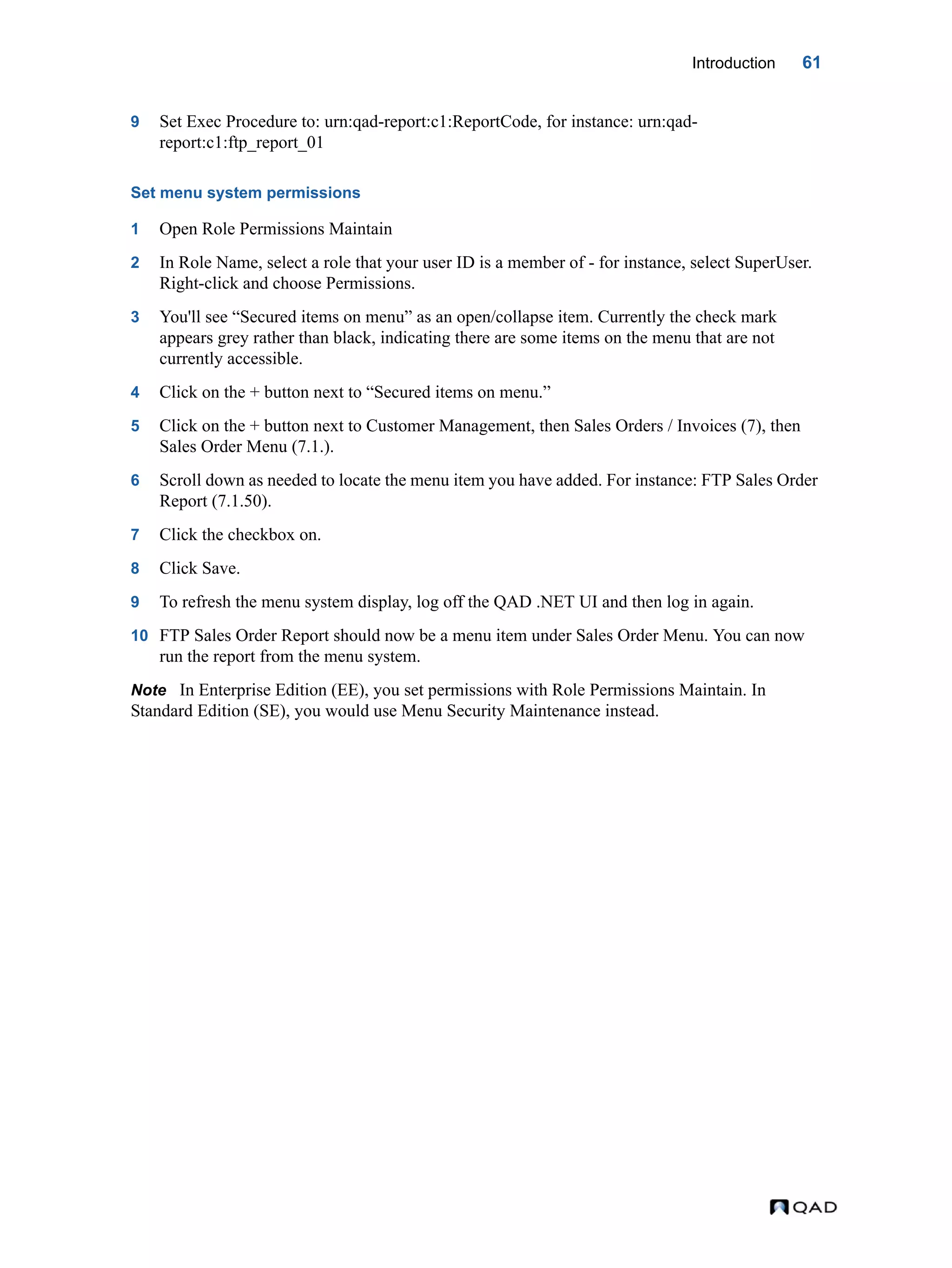 MFG/PRO QAD Reporting Framework Document Guide | PDF