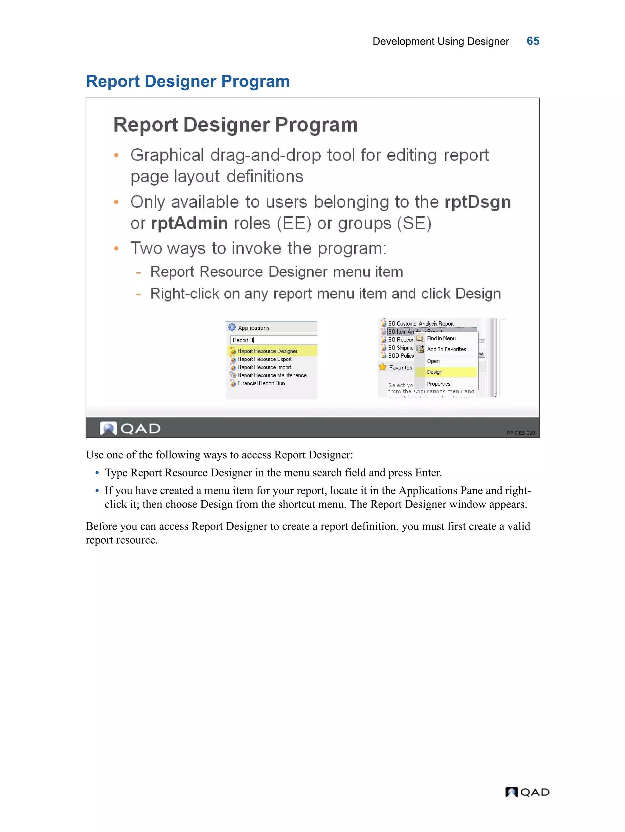 MFG/PRO QAD Reporting Framework Document Guide | PDF