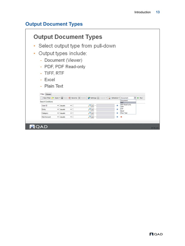 MFG/PRO QAD Reporting Framework Document Guide | PDF