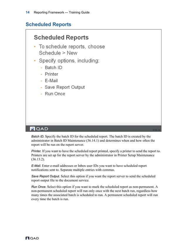 MFG/PRO QAD Reporting Framework Document Guide | PDF