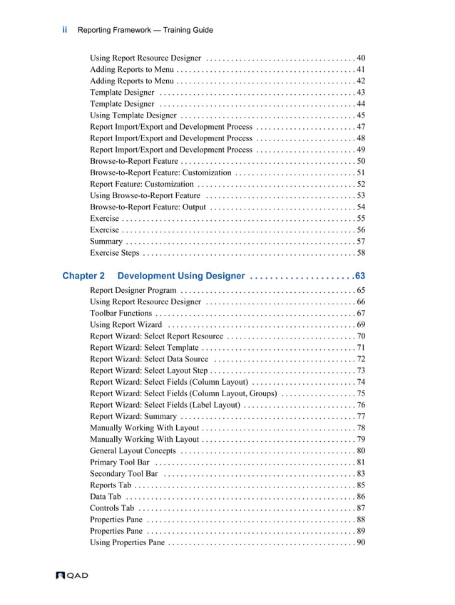 MFG/PRO QAD Reporting Framework Document Guide | PDF