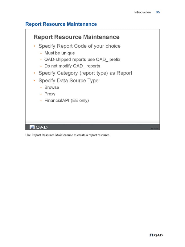 MFG/PRO QAD Reporting Framework Document Guide | PDF
