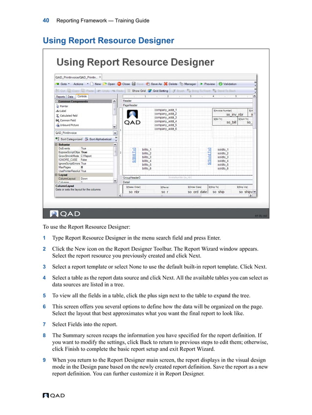 MFG/PRO QAD Reporting Framework Document Guide | PDF