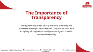 Professional Reporting of Hypothesis and Statistical Tests for PhD ...