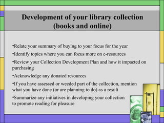 School Library Reporting Advice | PPT