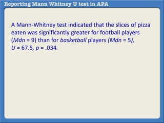 Reporting Mann Whitney U Test in APA | PPTX