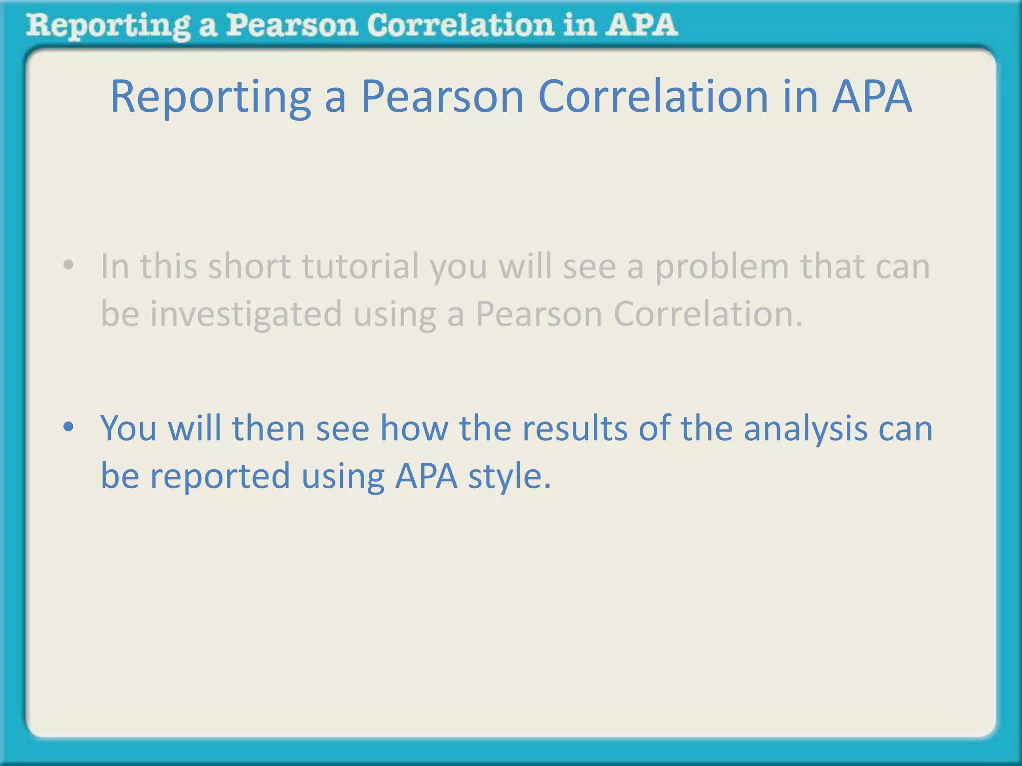 Reporting pearson correlation in apa | PPTX