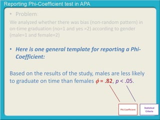 Reporting Phi Coefficient test in APA | PPTX