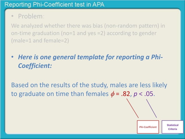 Reporting Phi Coefficient test in APA | PPTX | Educational Assessment ...