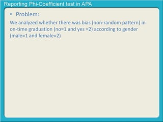 Reporting Phi Coefficient test in APA | PPTX