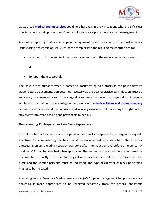 Reporting Post-Operative Pain Management - Medical Coding Services Co…