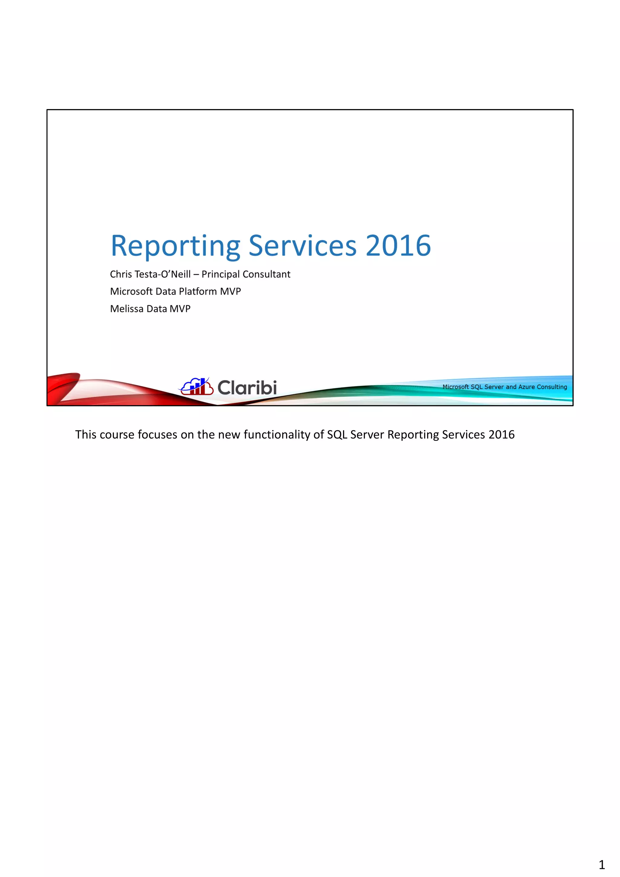 Reporting services 2016 with labs | PDF