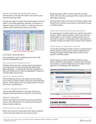 Microsoft SQL Server 2008 R2 - Reporting Services Datasheet | PDF ...