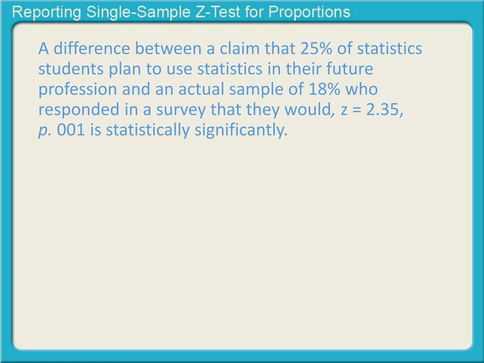 Reporting single sample z-test for proportions | PPTX