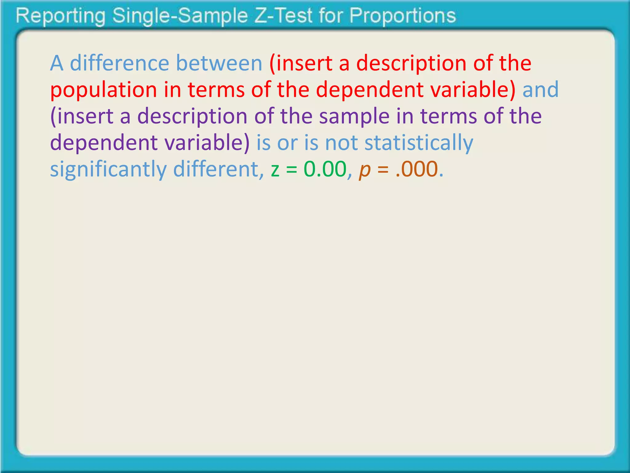 Reporting single sample z-test for proportions | PPTX