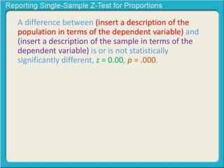Reporting single sample z-test for proportions | PPTX