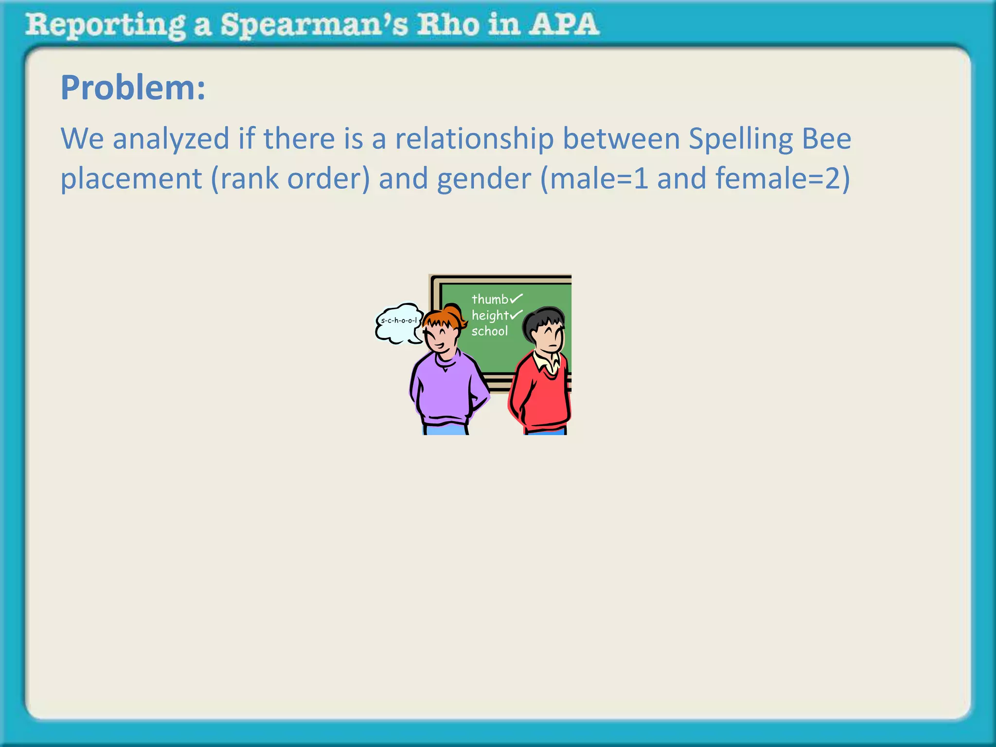 Reporting spearman rho in apa | PPTX
