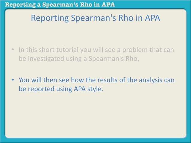 Reporting spearman rho in apa | PPTX