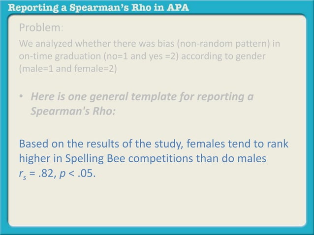 Reporting spearman rho in apa | PPTX