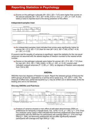 Reporting statistics in psychology | PDF | Science